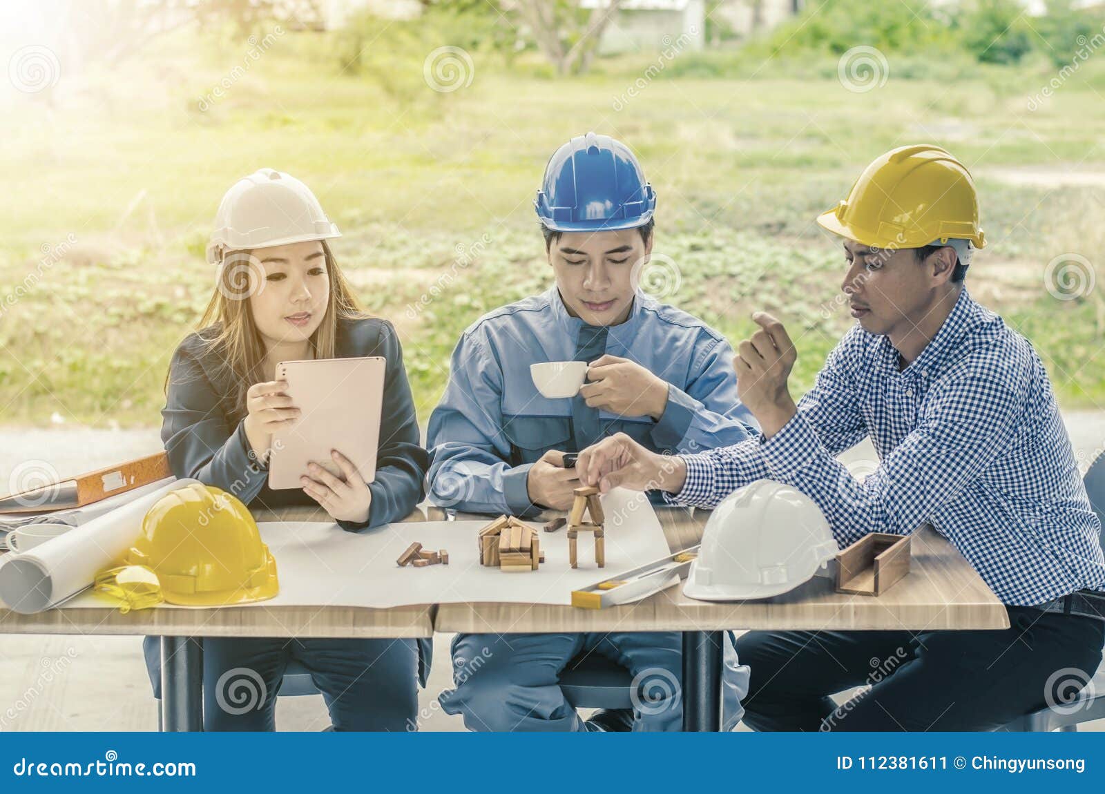 Professional Engineer are Discussing the Project Building Plan with His ...