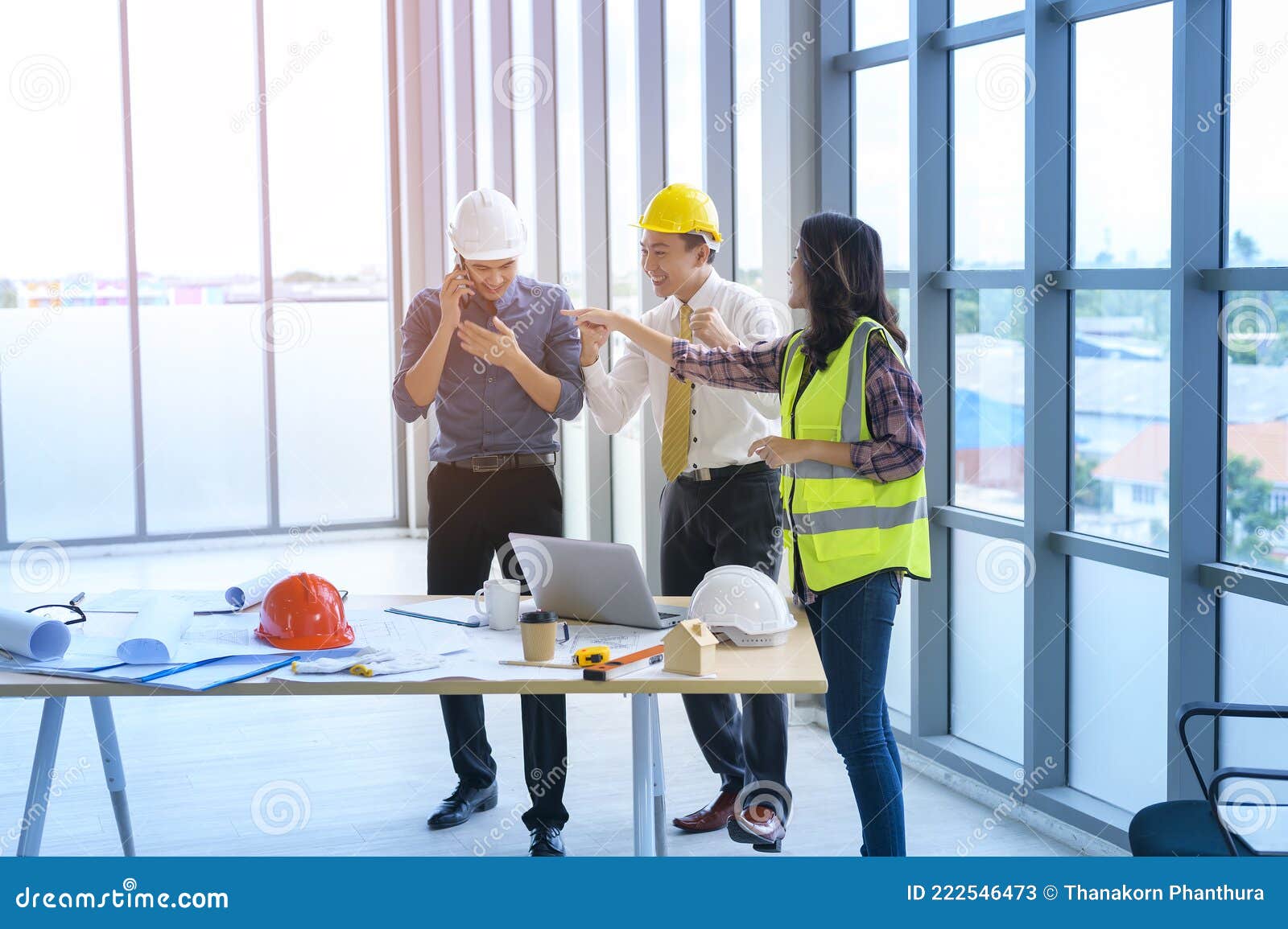 Group of Professional Engineer Team Meeting and Celebrating To ...