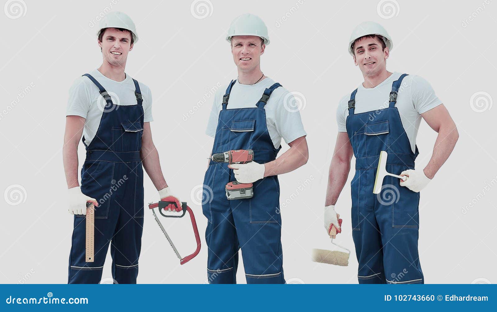 Group of Professional Industrial Workers. Isolated Over White ...