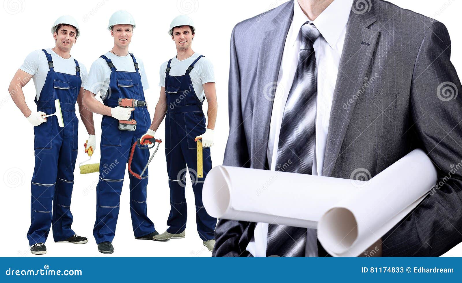 Group of Professional Industrial Workers. Isolated Over White ...