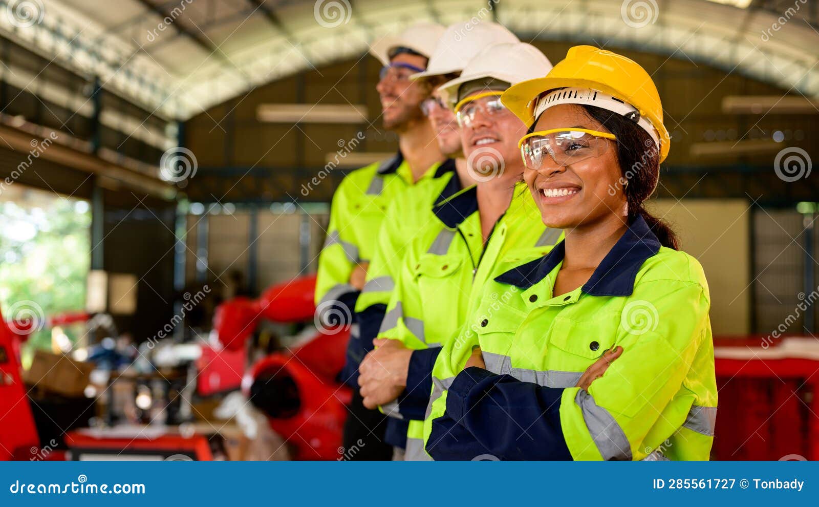 Group of Professional Mechanical Engineer Team Checking and Repairing ...