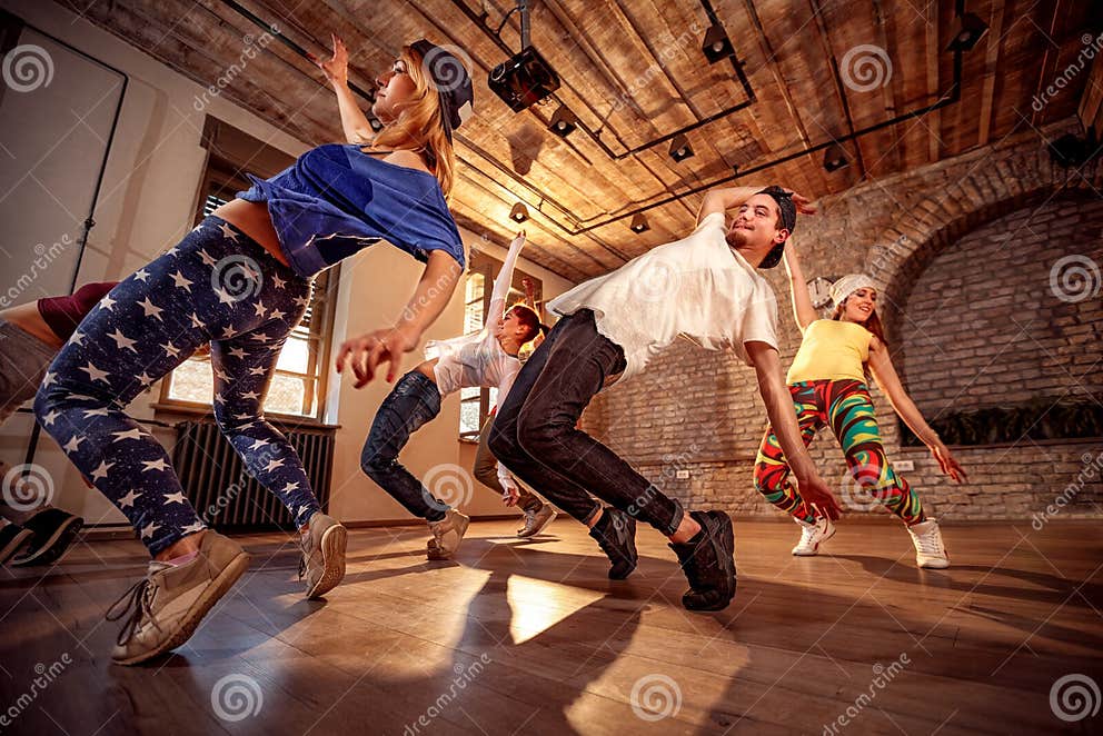 Professional People Exercising Dance Training in Studio Stock Image ...