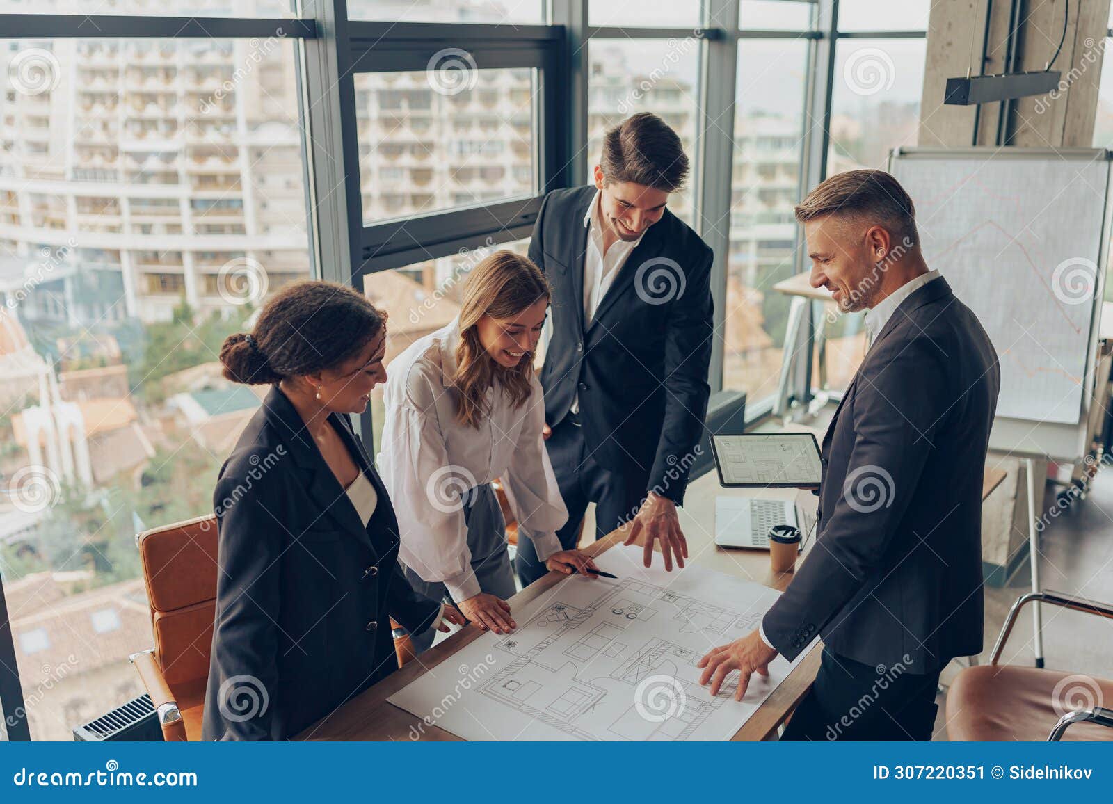 Group of Professional Business Managers Working with Project Documents ...