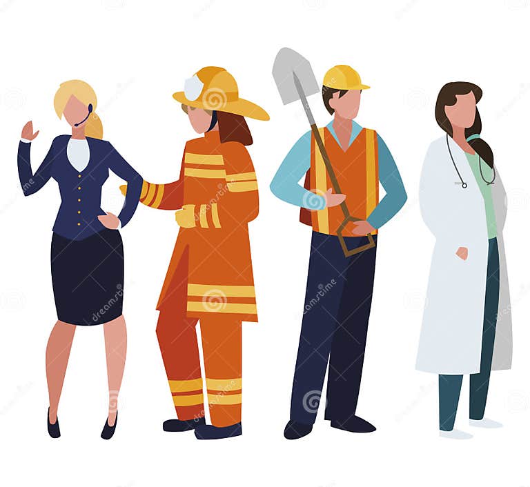 Group of Professional Workers Characters Stock Illustration ...