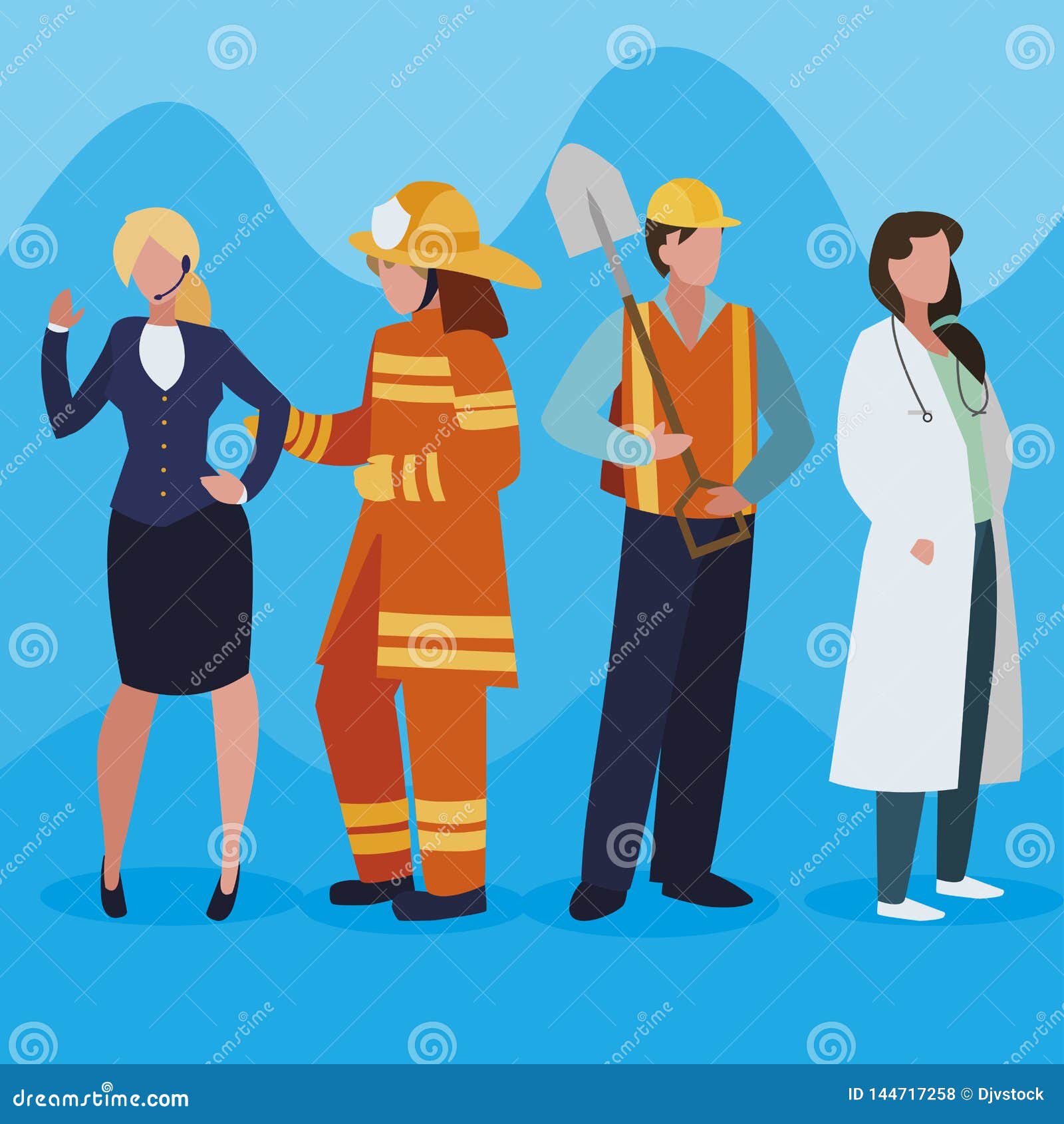 Group of Professional Workers Characters Stock Illustration ...
