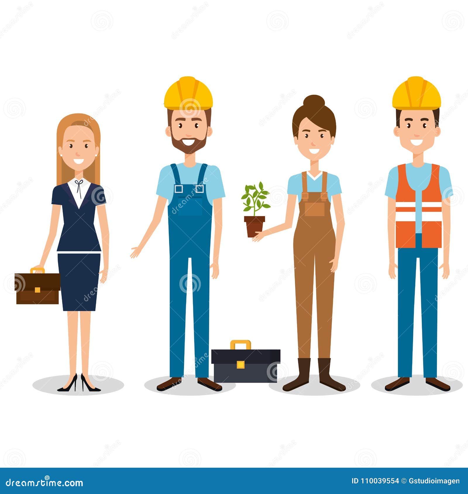 Group of Professional Workers Stock Vector - Illustration of isolated ...