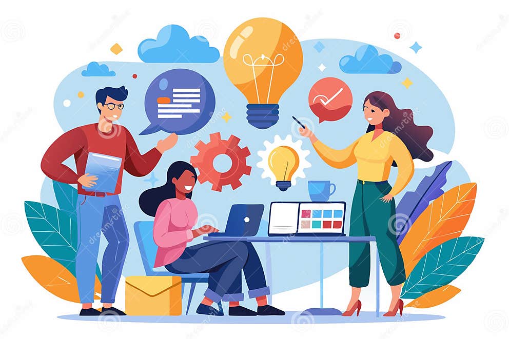 A Group of Professionals Discusses Innovative Ideas while Using Digital ...