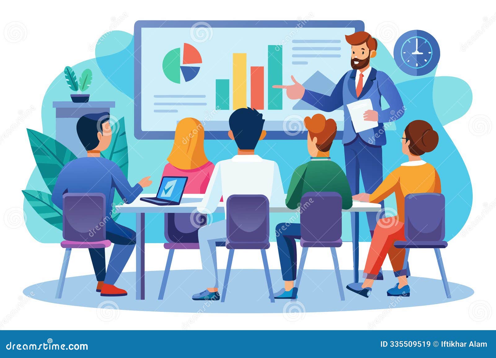 A Group of Professionals Engaged in a Business Training Session, Learning from a Presenter and ...