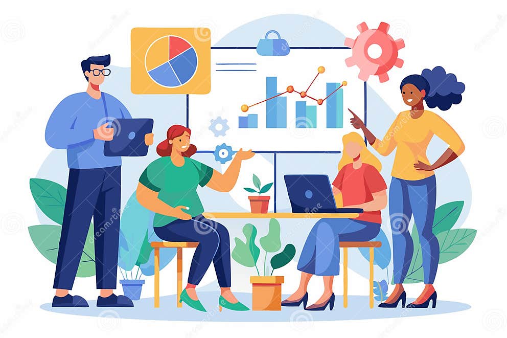 A Group of Professionals Engages in Analyzing Data, Discussing Insights, and Sharing Ideas in a ...