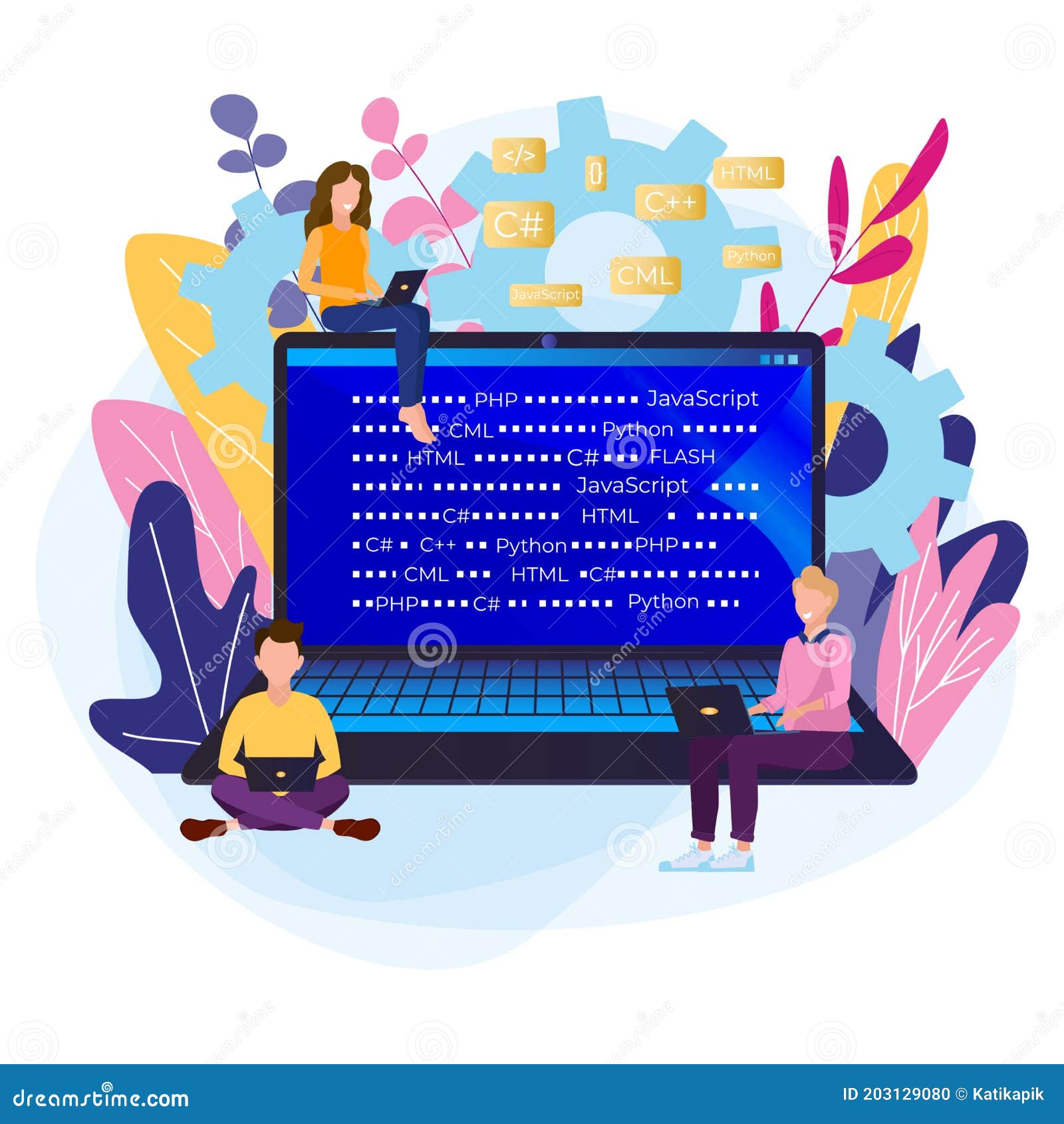 Group of Programmers is Working. Men and Women Code a Project on a ...