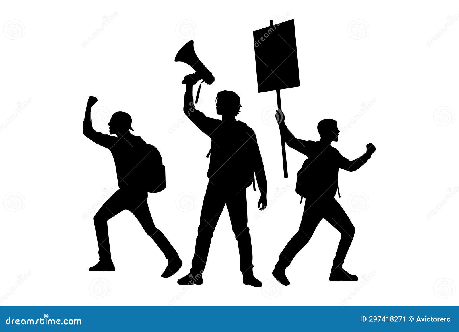 Group of Protesters Silhouette Stock Vector - Illustration of social ...