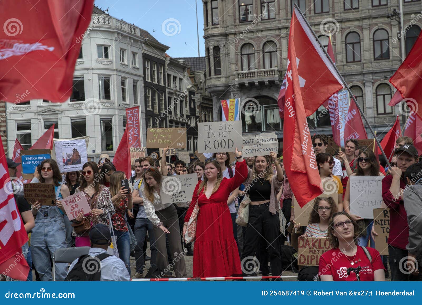 Group of Protesters at Student Demonstration at Amsterdam the ...