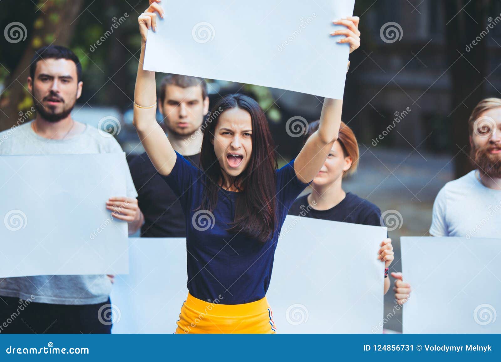 Group of Protesting Young People Outdoors Stock Image - Image of crowd ...