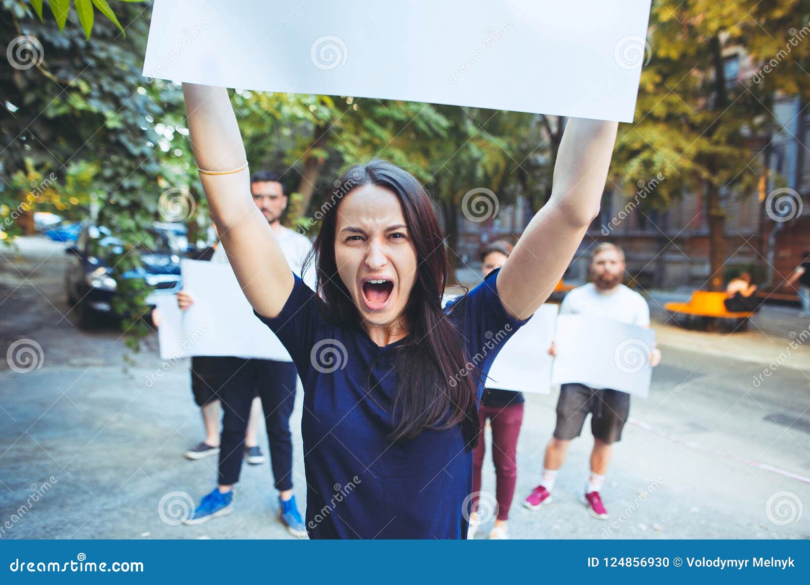 Group of Protesting Young People Outdoors Stock Photo - Image of ...