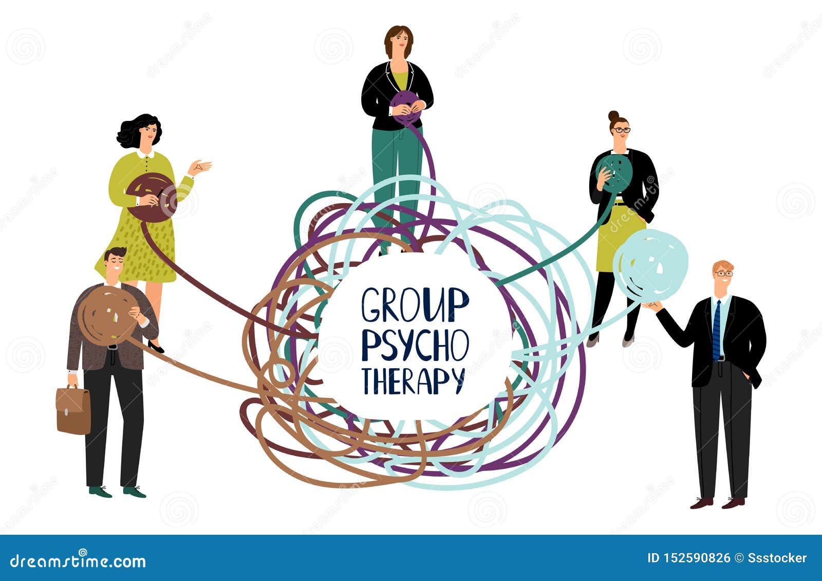 Group Psychotherapy Vector Concept. Problem Solving Illustration with ...