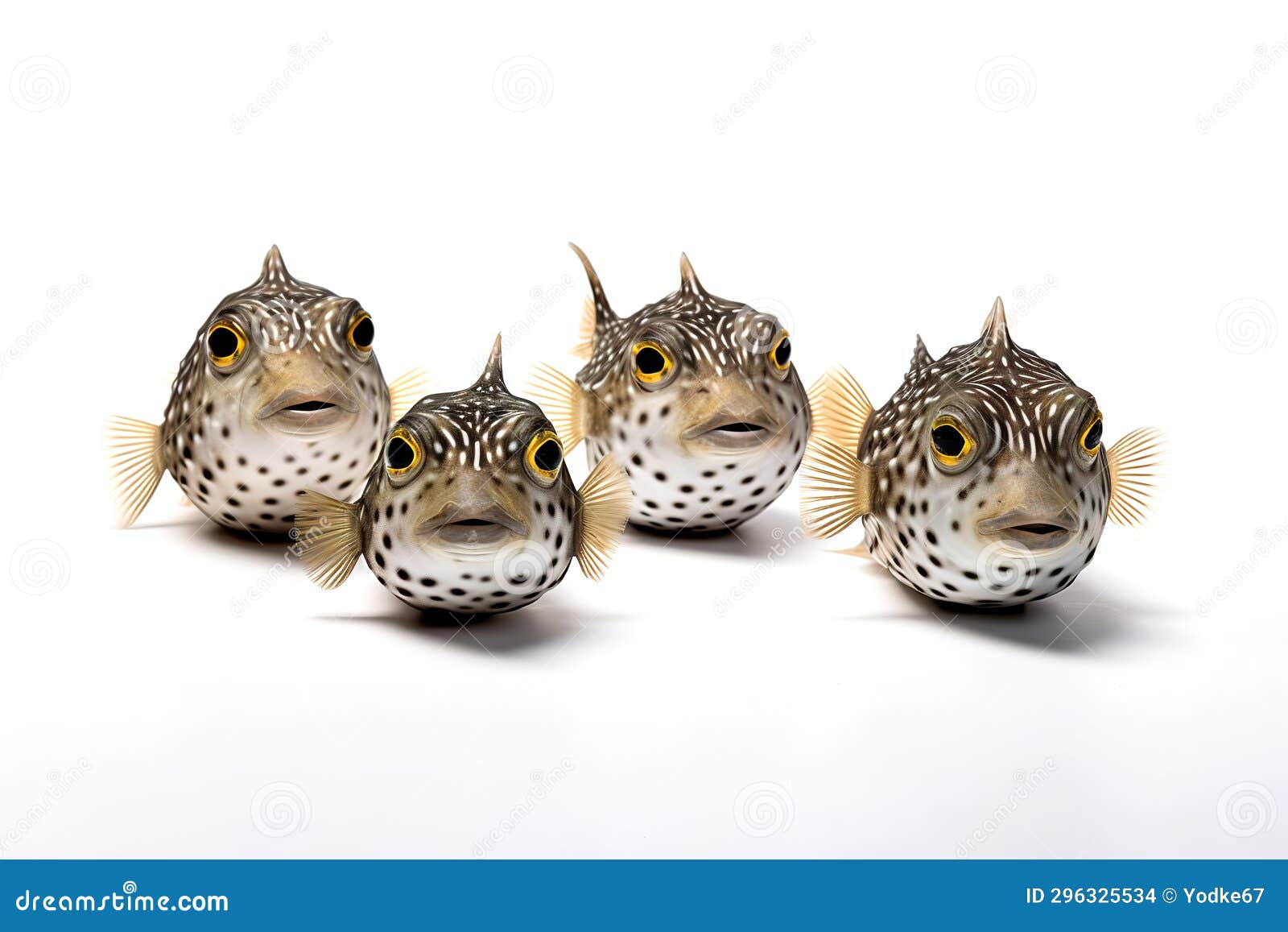 Group Of Puffers On White Background., Fish., Underwater Animals ...