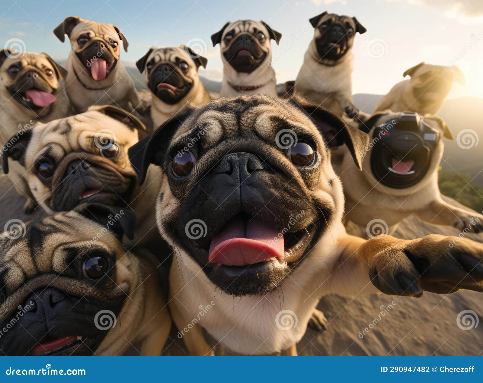 A group of pugs stock photo. Image of baby, pedigreed - 290947482