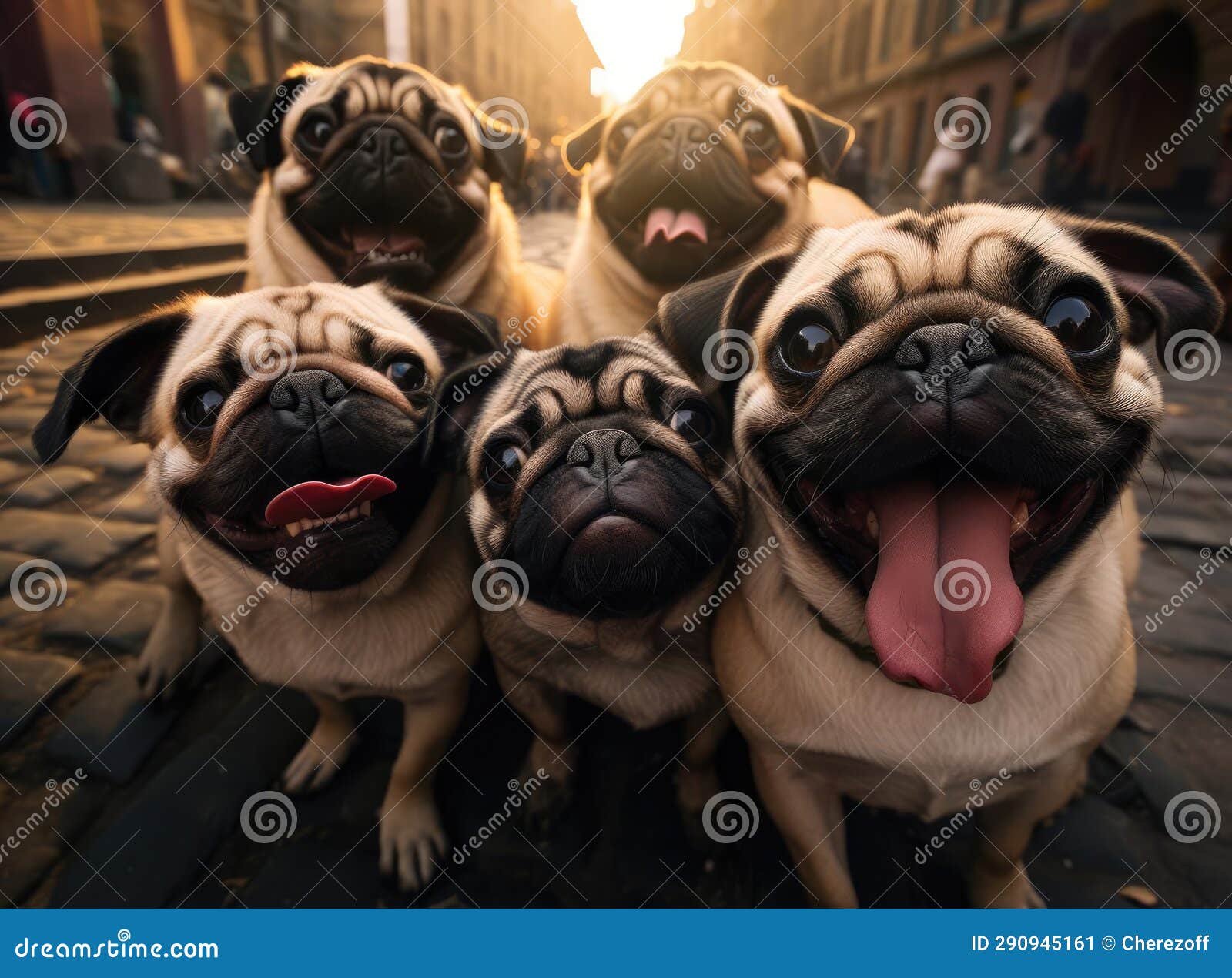 A group of pugs stock image. Image of baby, pedigreed - 290945161