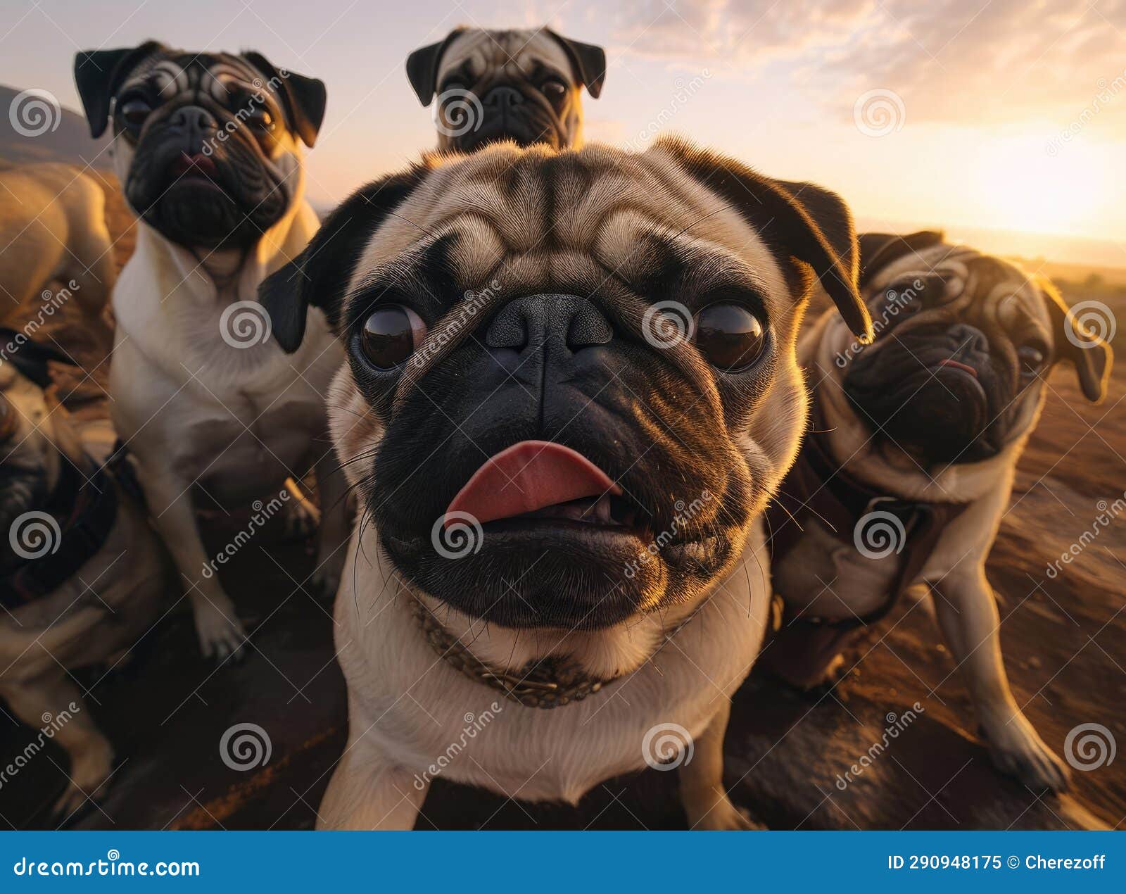 A group of pugs stock image. Image of canine, purebred - 290948175