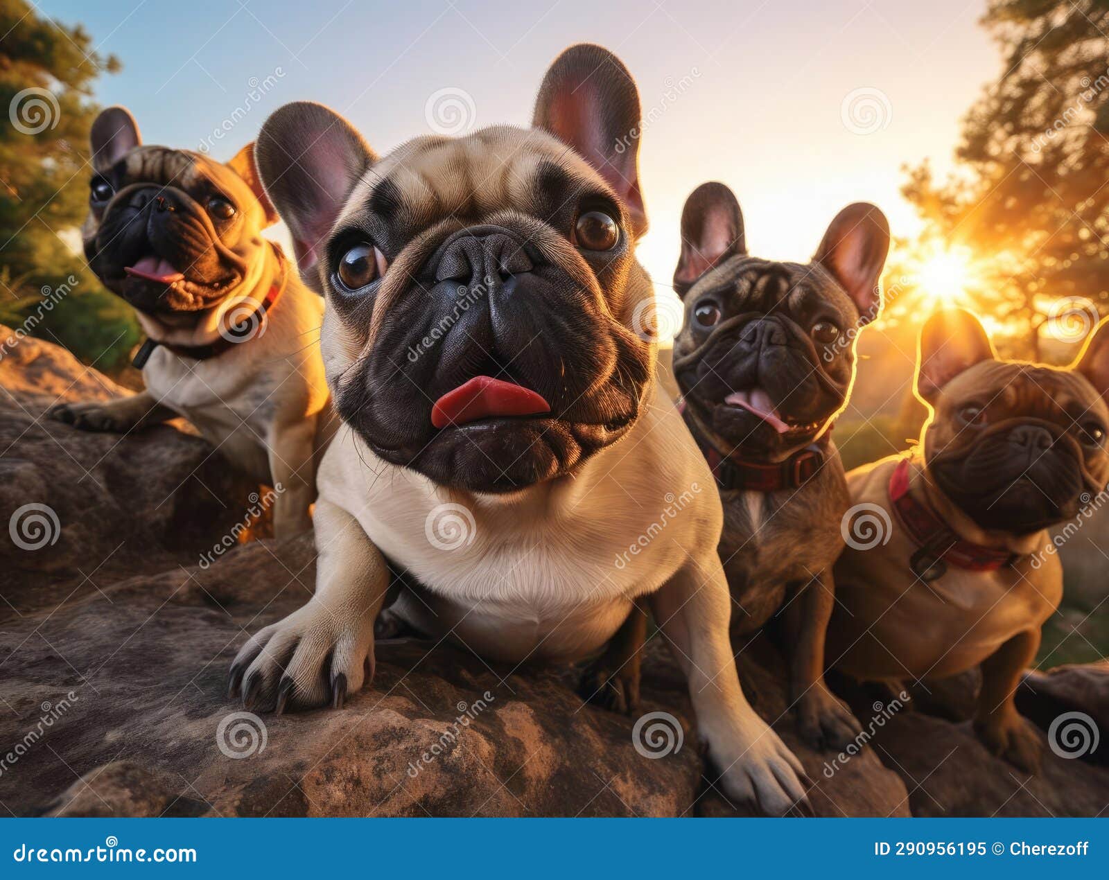 A group of pugs stock image. Image of standing, pedigree - 290956195