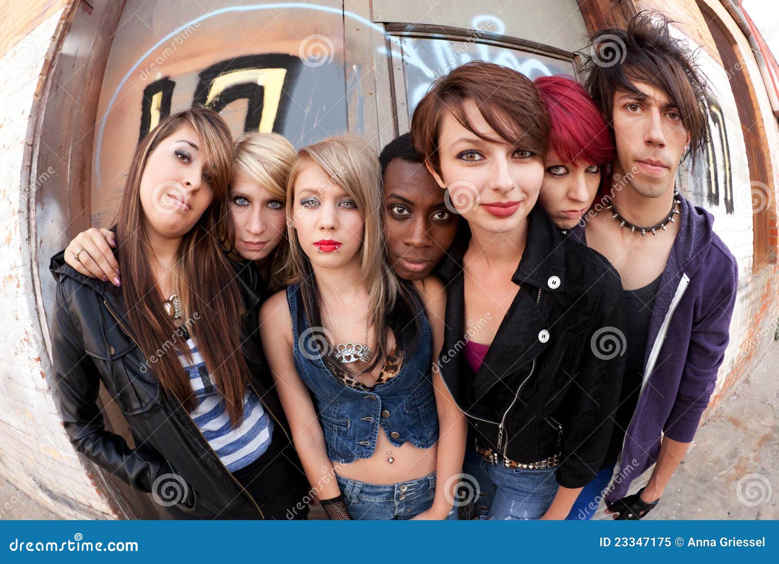 Group of Punks Fisheye stock image. Image of diverse - 23347175