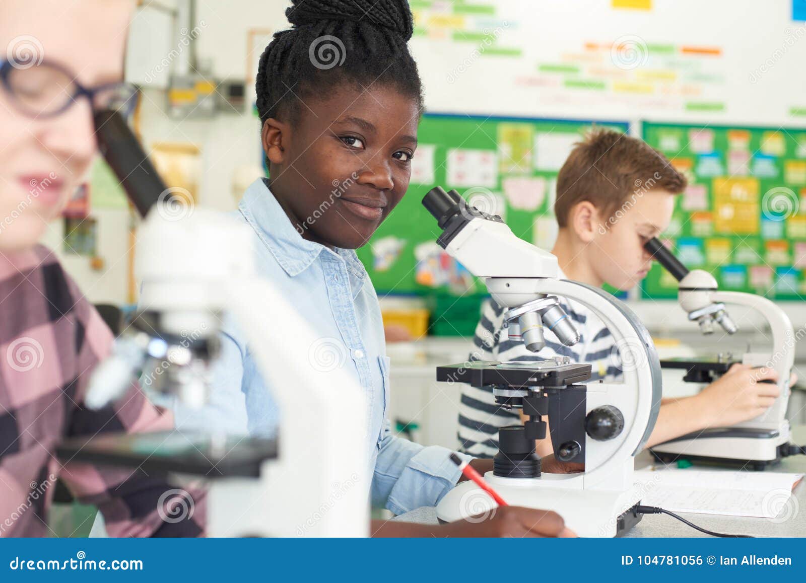 Group of Pupils Using Microscopes in Science Class Stock Photo - Image ...