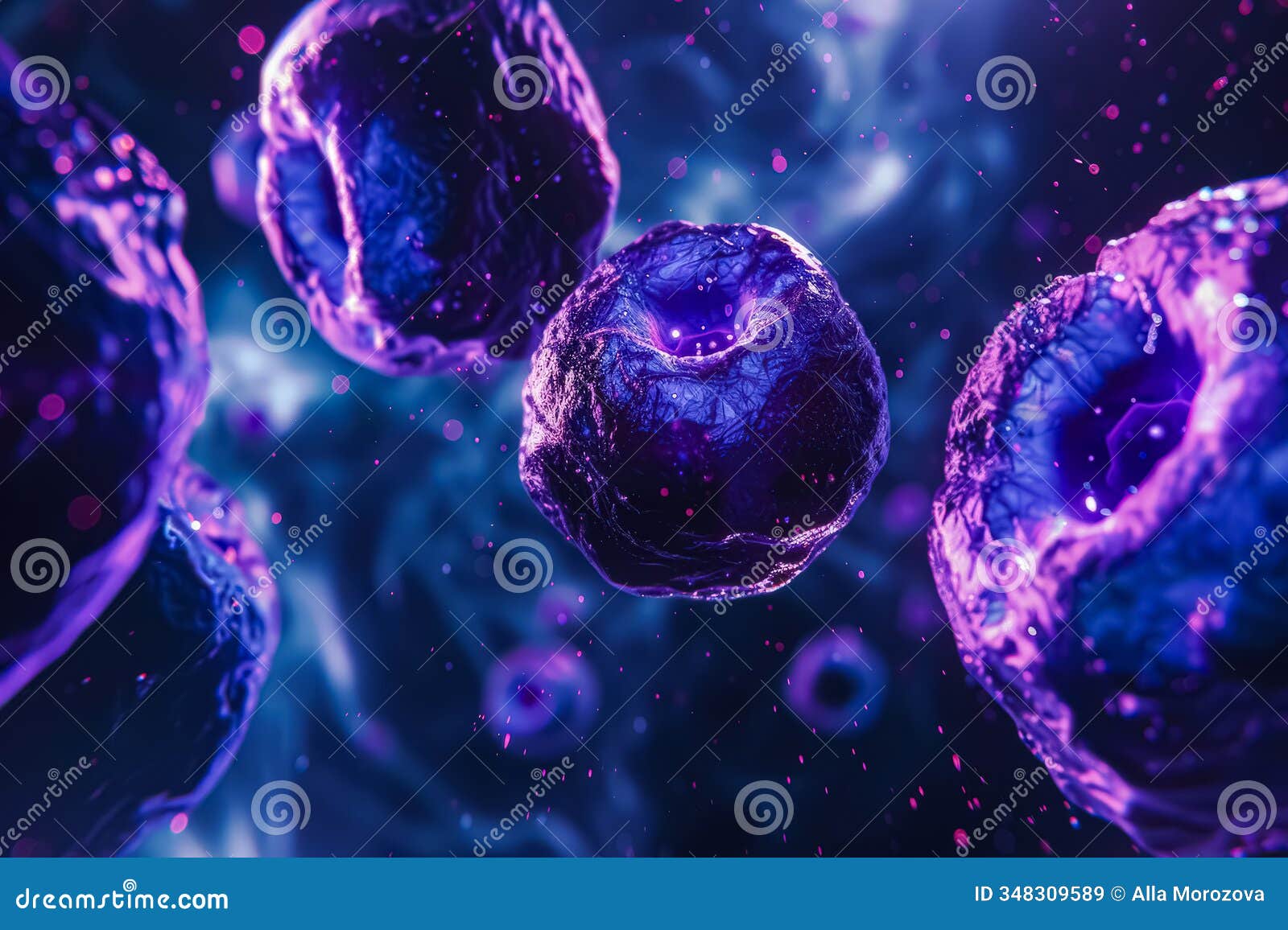 Group of Purple Blobs Floating in Space Stock Image - Image of ...