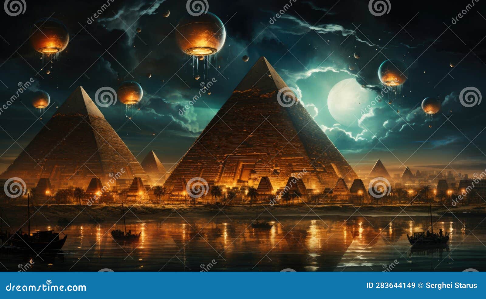 A Group of Pyramids that are Floating in the Sky. Generative AI Image ...