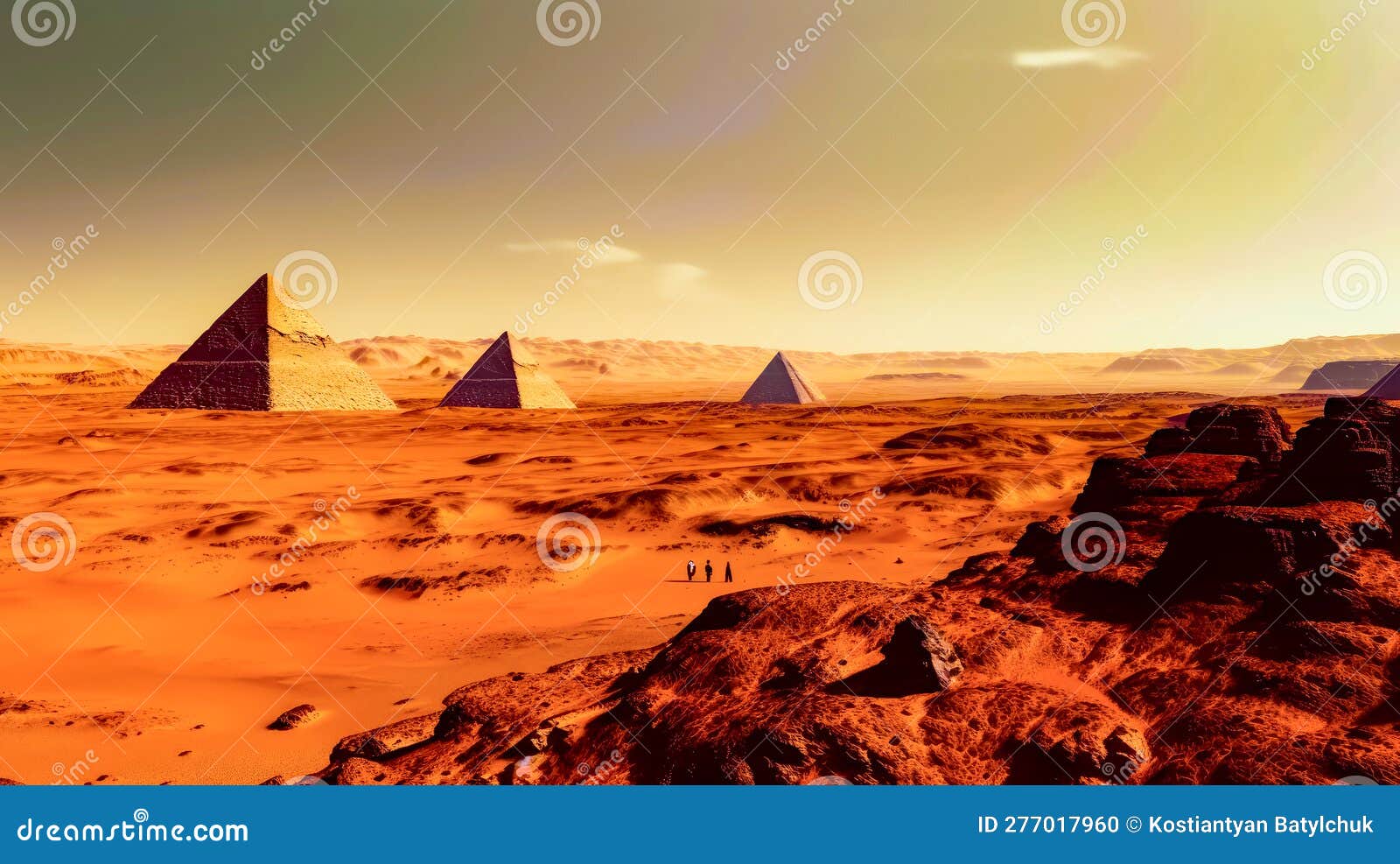 Group of Pyramids in the Middle of Desert with Sky Background ...
