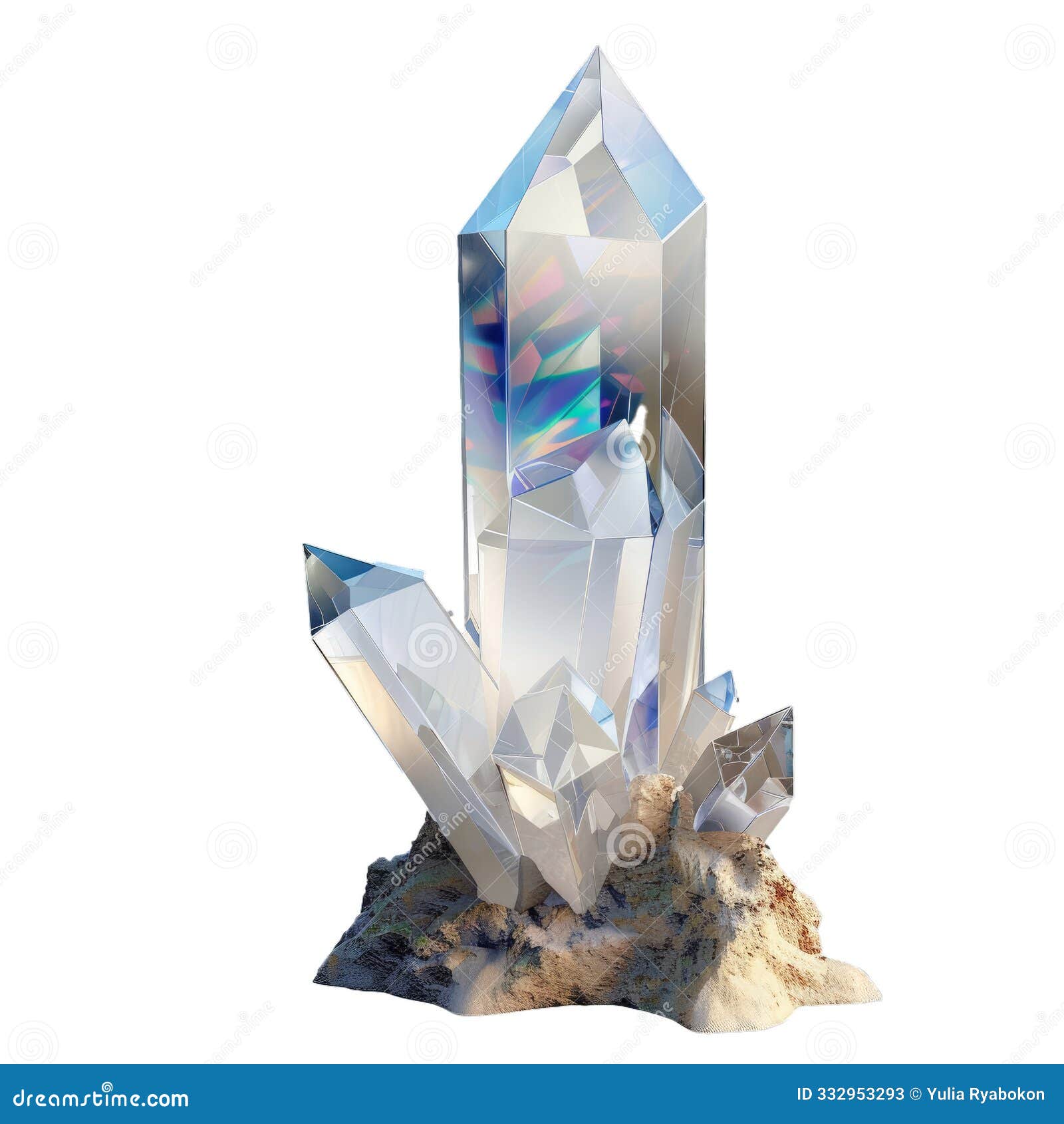 Group of Quartz Crystals Growing from Stone Formation Stock ...