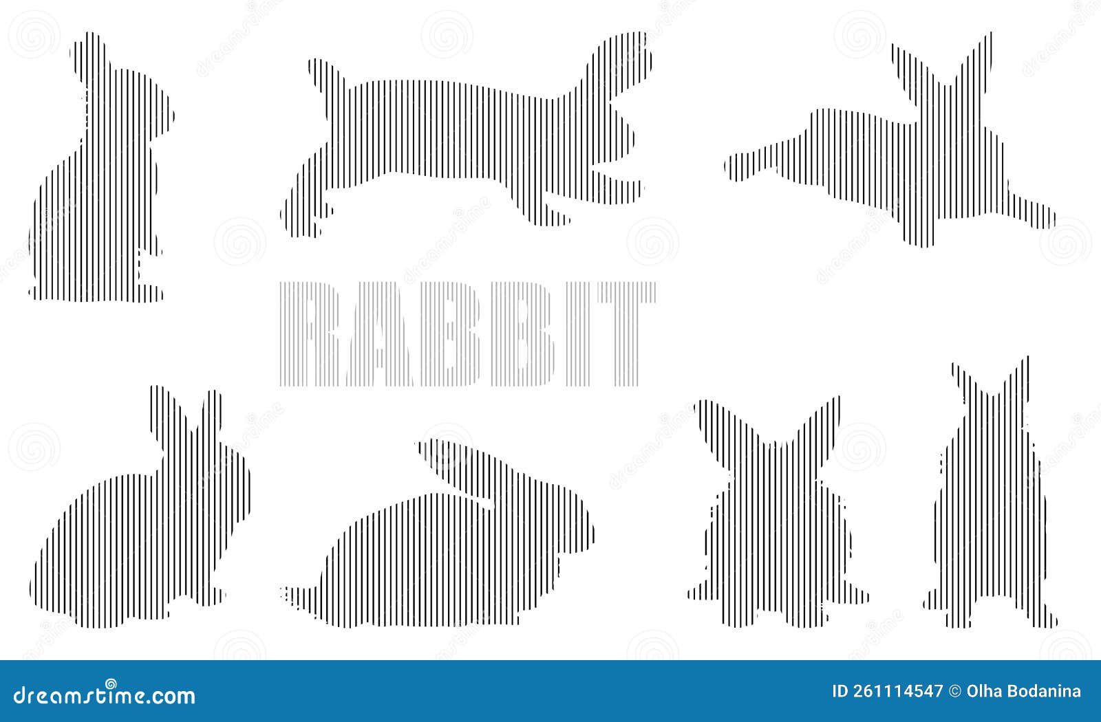 A Group of Rabbits in Different Poses, Hares from Different Angles ...