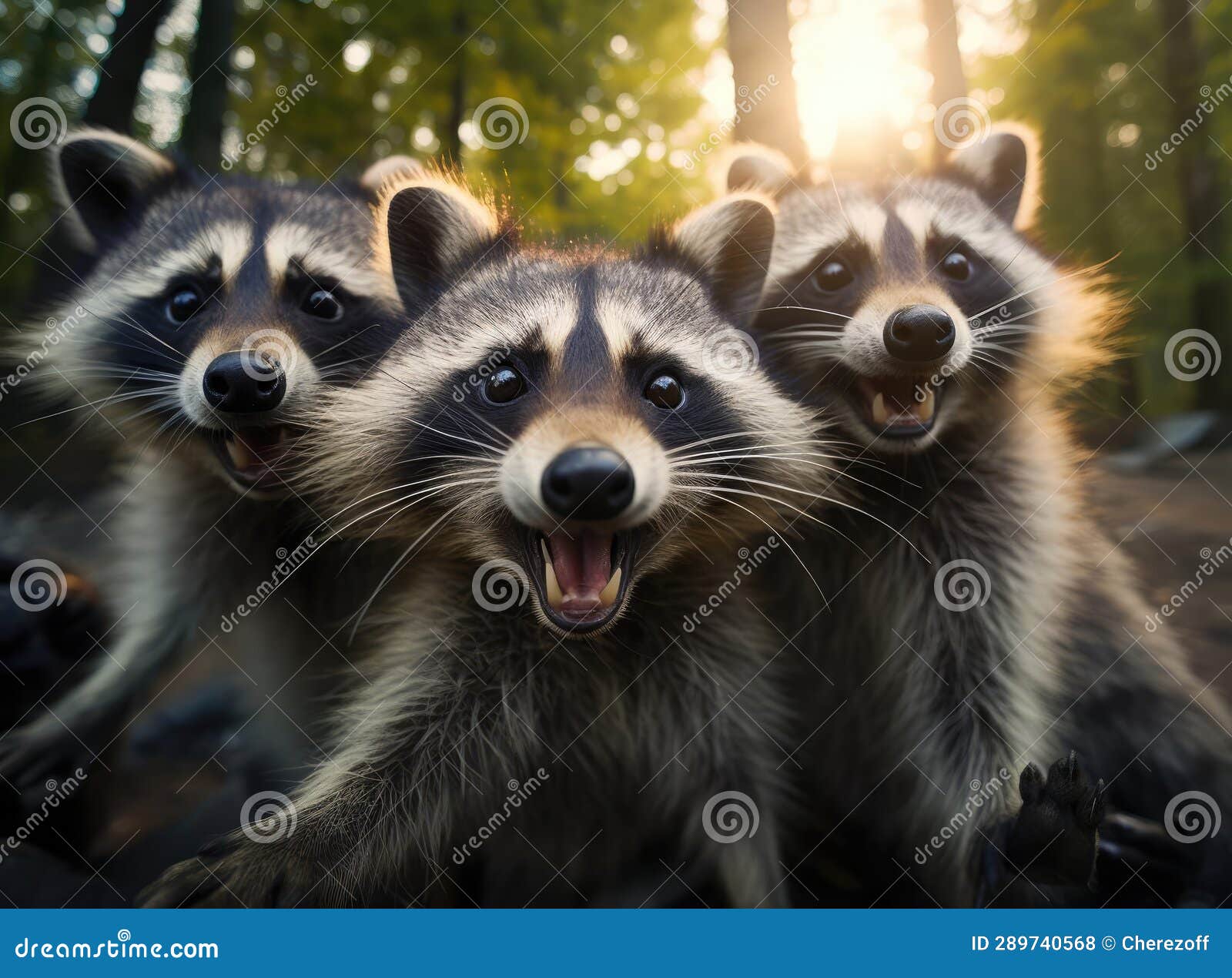 A group of raccoons stock photo. Image of nature, isolated - 289740568