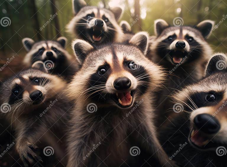 A group of raccoons stock image. Image of racoon, isolated - 289741965
