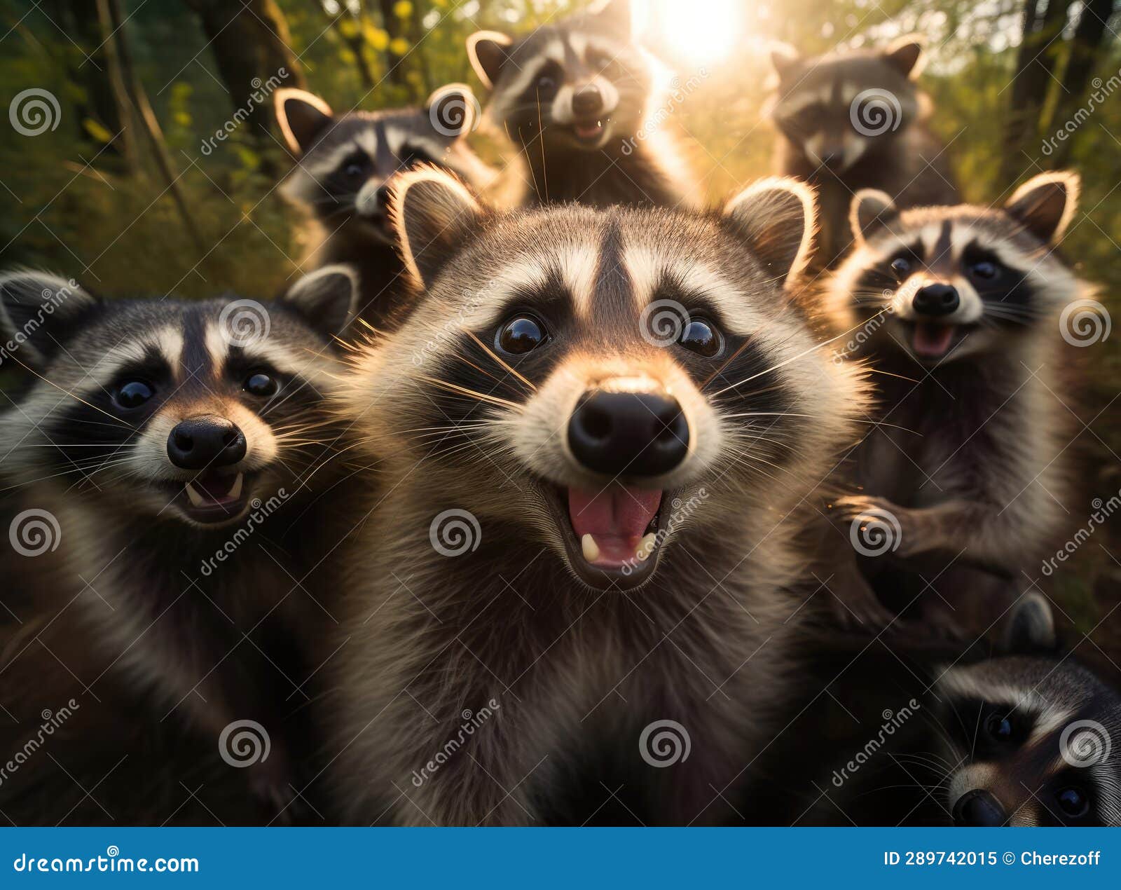 A group of raccoons stock image. Image of isolated, baby - 289742015