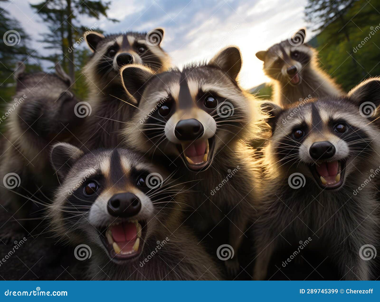A group of raccoons stock image. Image of baby, raccoon - 289745399