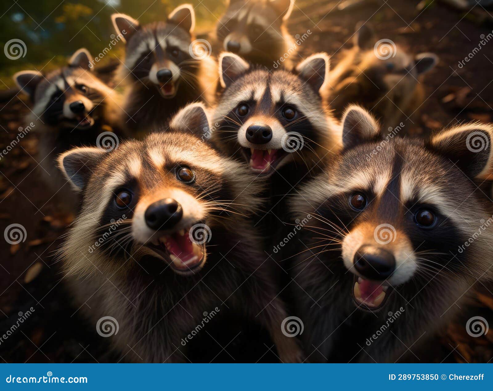 A group of raccoons stock photo. Image of pets, mammal - 289753850
