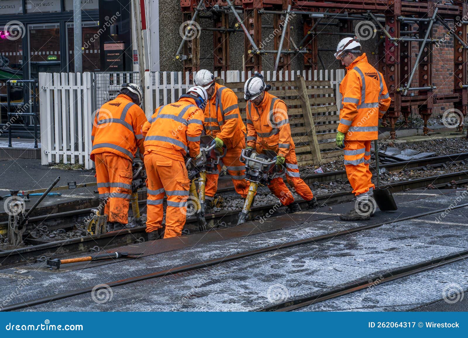 Railway Workers Replacing Rail Tracks And Upgrading System Editorial ...