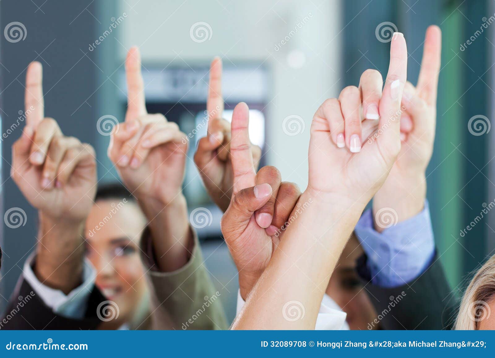 Group raising hands stock photo. Image of modern, formal - 32089708