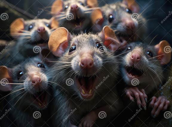 A Group of Rats Looking at the Camera Stock Image - Image of front ...