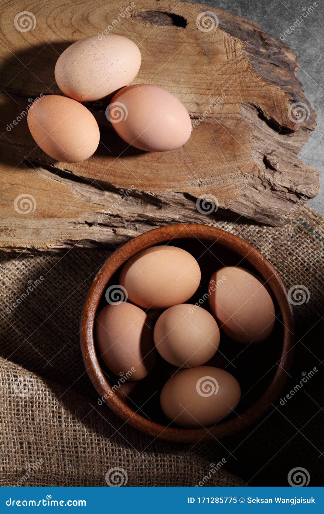 Group of of Raw Chicken Eggs on Rustic Background Stock Image - Image ...