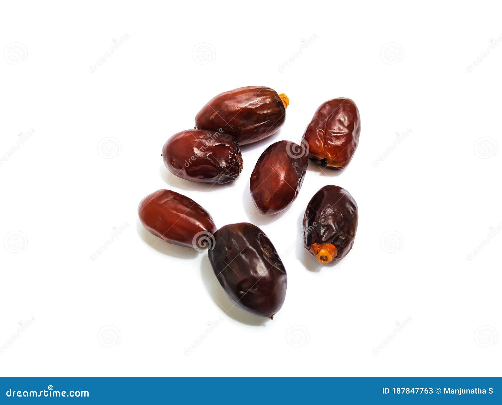Group of Raw Dry Dates Brown Color Fruit Isolated on White Background ...