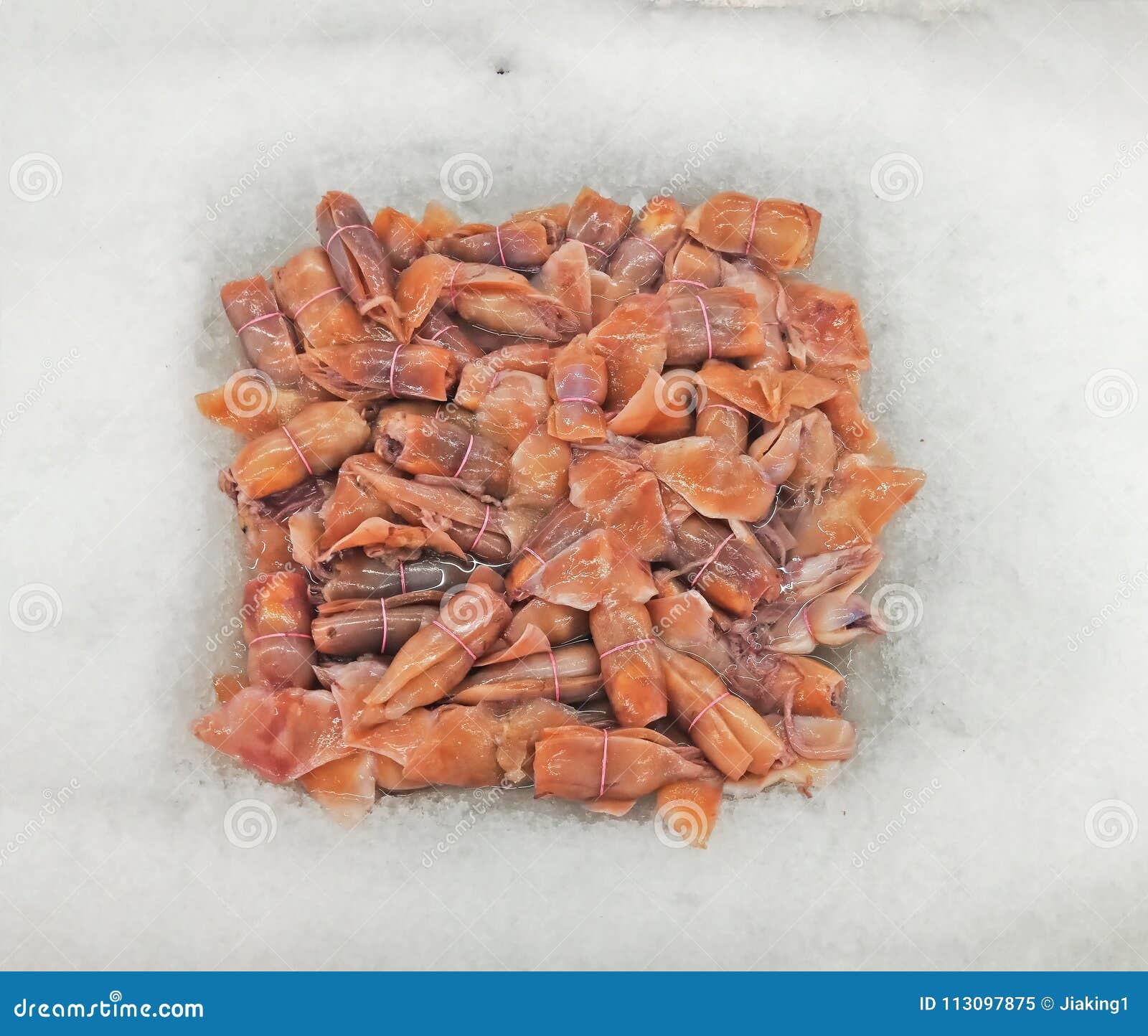 Group of Raw Squid on Ice Background Stock Image - Image of ingredient ...