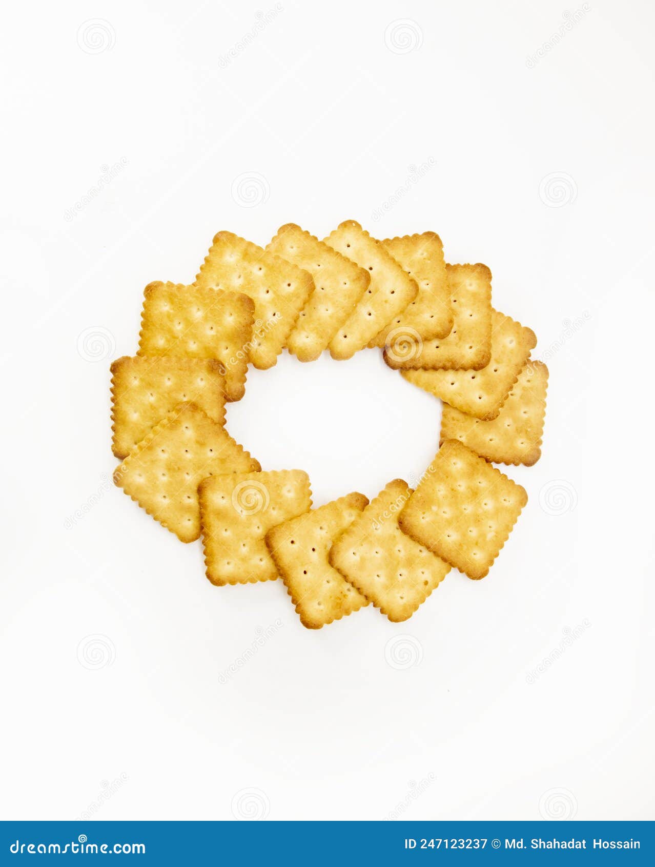 Group of Rectangular Butter Biscuits Isolated on White Background, Top ...