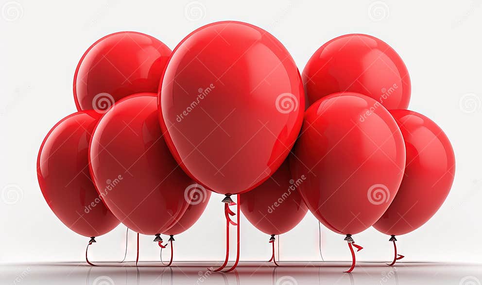 A Group of Red Balloons with a String Attached To Them Stock ...