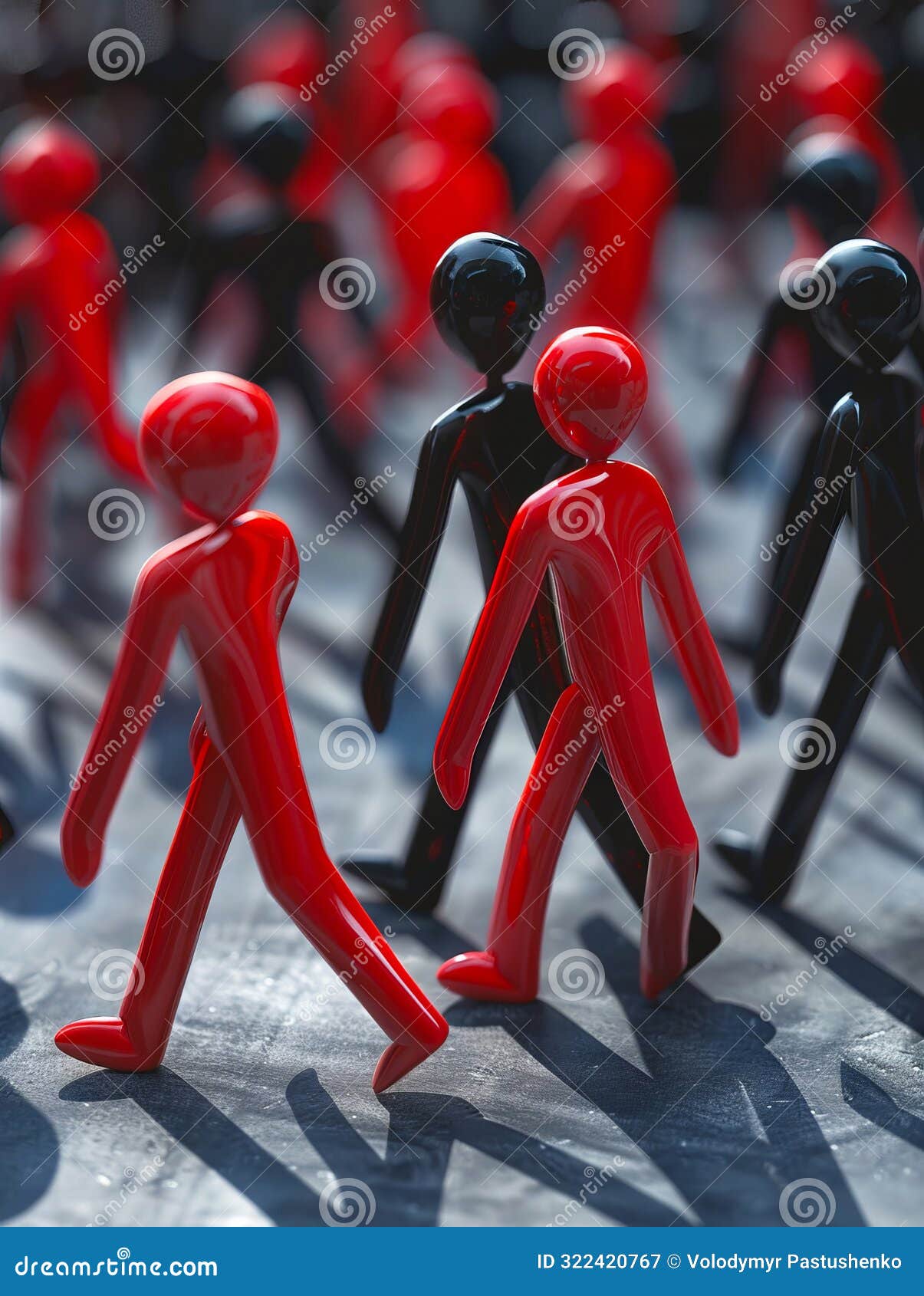 A Group of Red and Black People Walking in a Crowd Stock Image - Image ...
