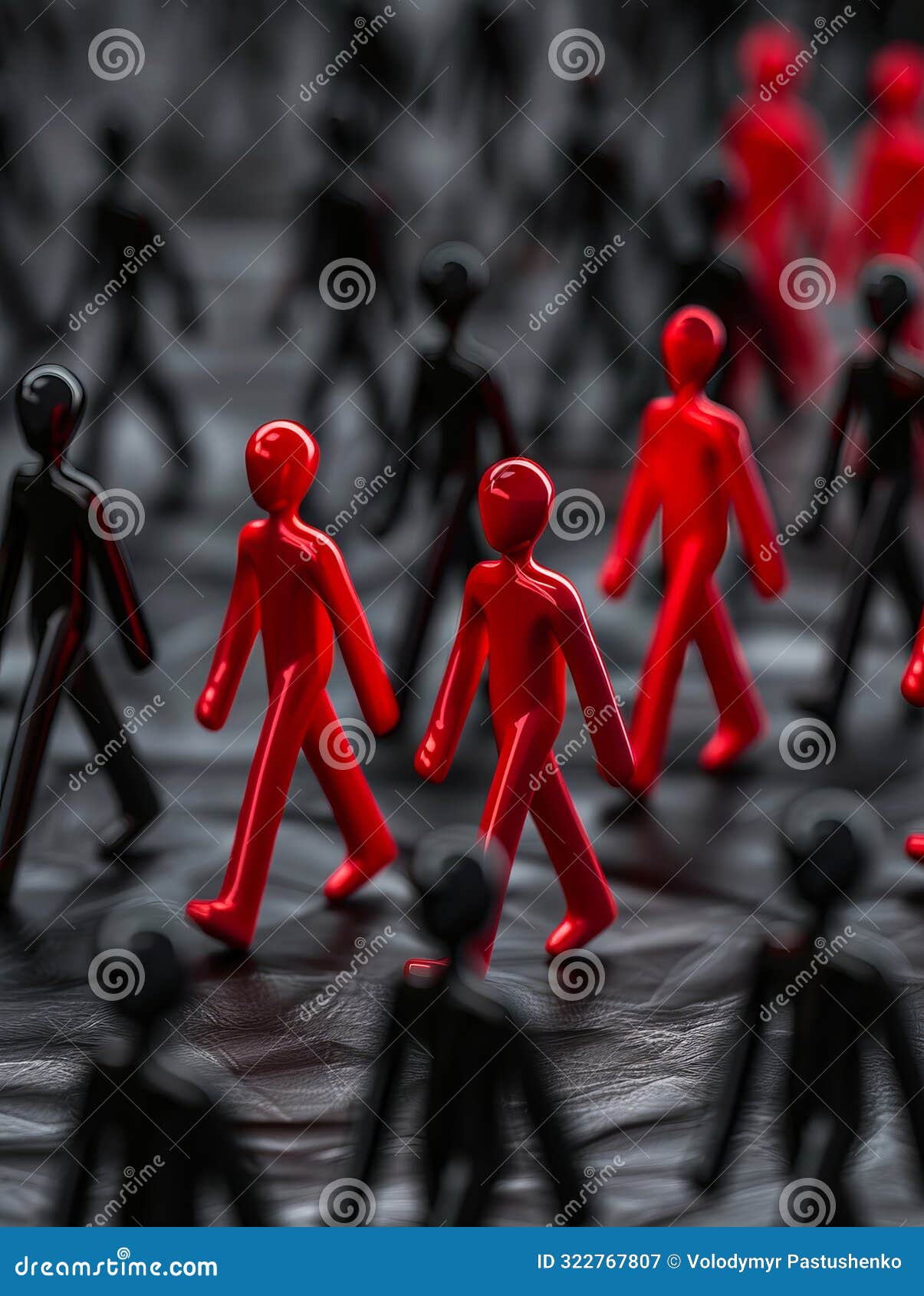 A Group of Red and Black People Walking in a Crowd Stock Image - Image ...