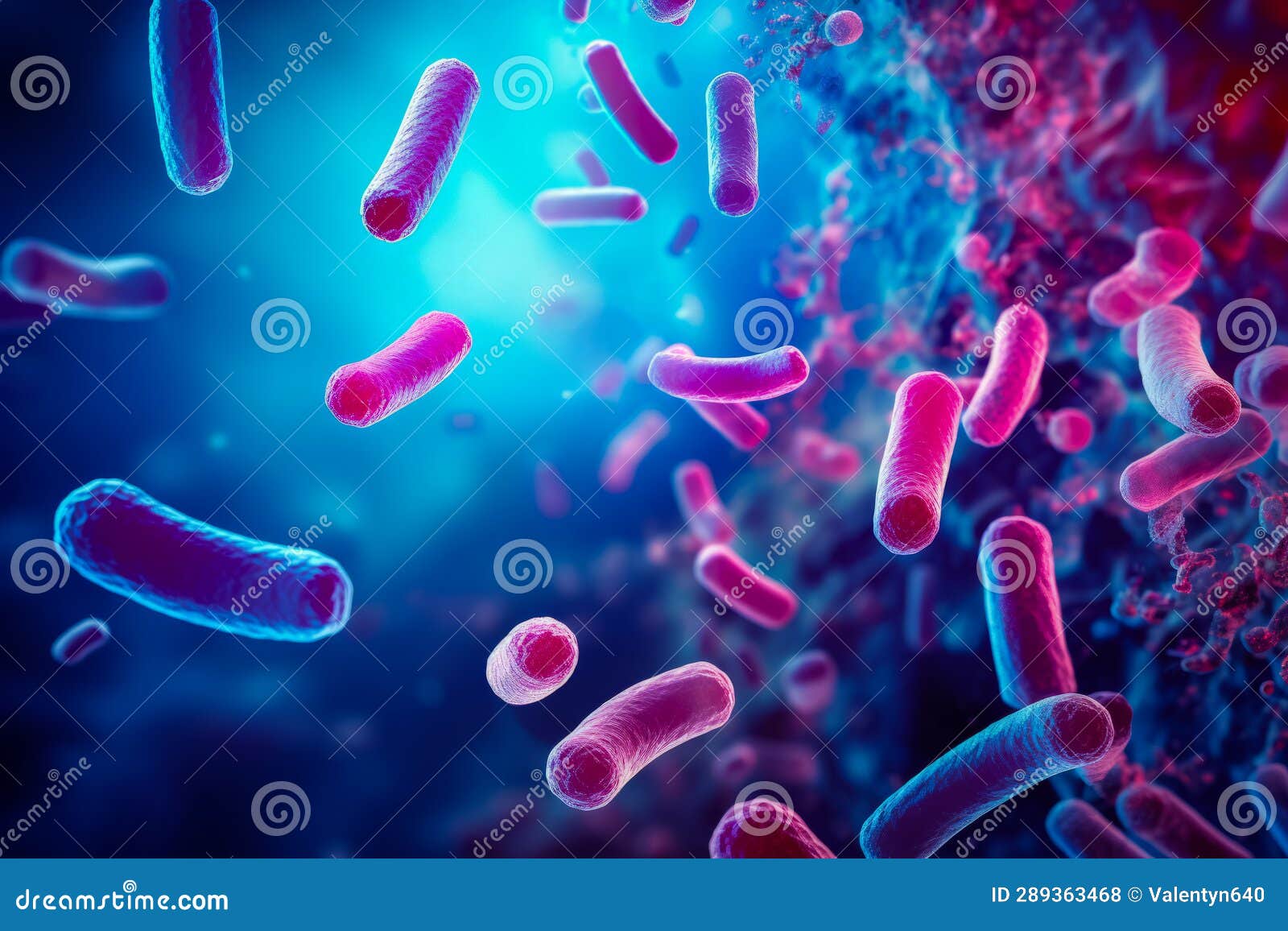 Group of Red and Blue Blood Cells Floating in Blue and Pink Light ...