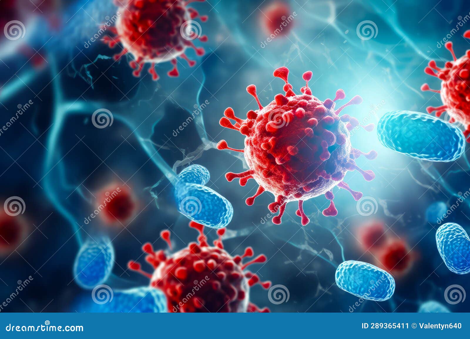 Group of Red and Blue Cells in Blue Background. Generative AI Stock ...