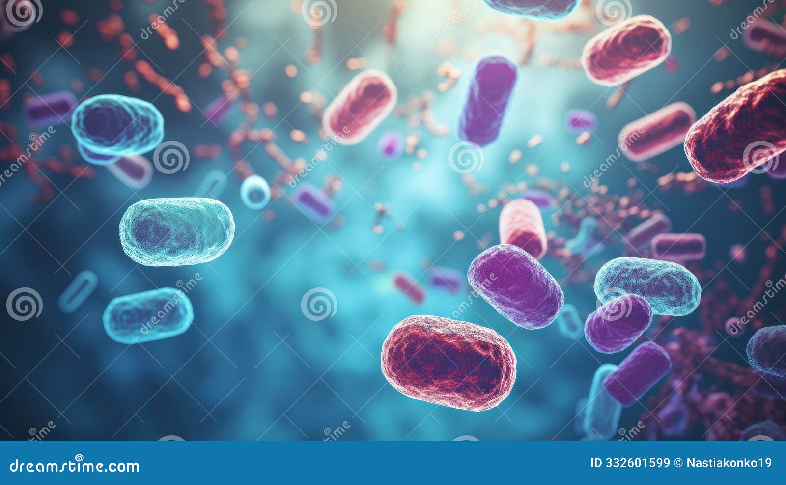 A Group of Red and Blue Probiotics Bacteria, Microflora. Microorganisms ...