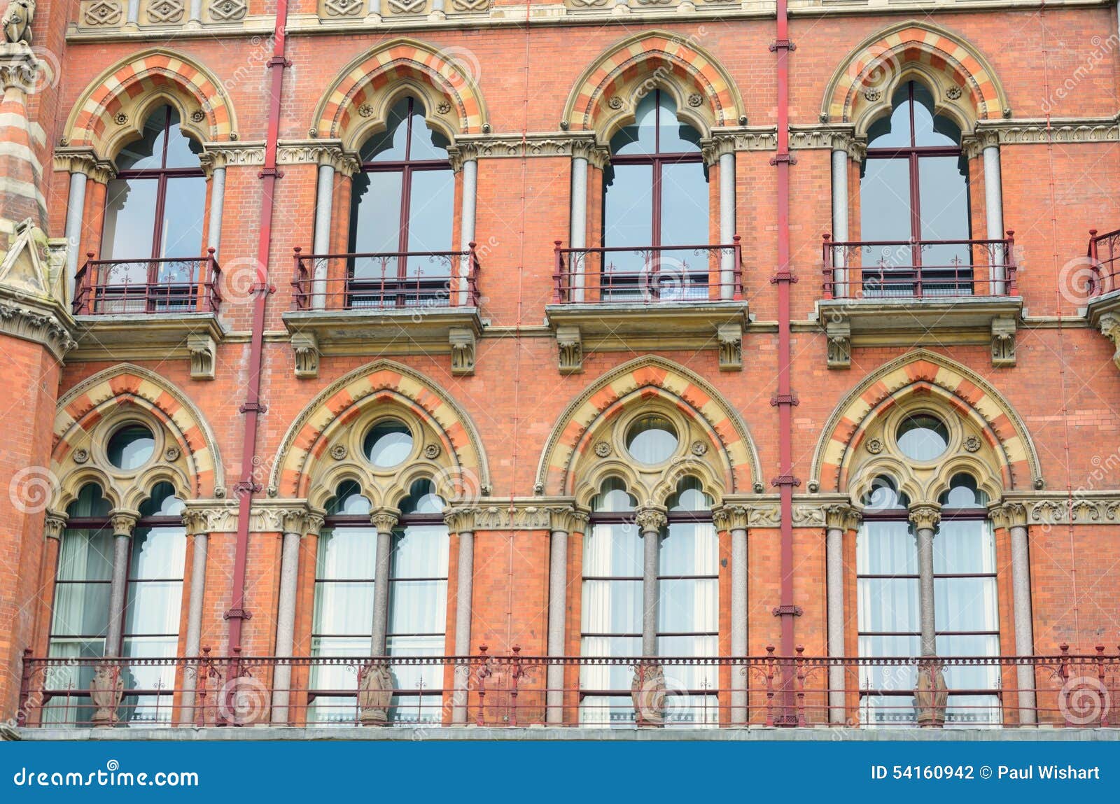 Group of Red Brick Victorian Windows Stock Photo - Image of brick ...